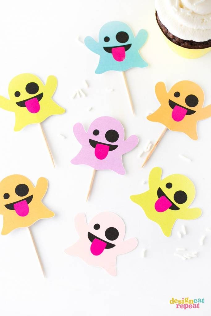 Colorful Printable Emoji Ghosts for Halloween Paper Crafts – Scrap Booking